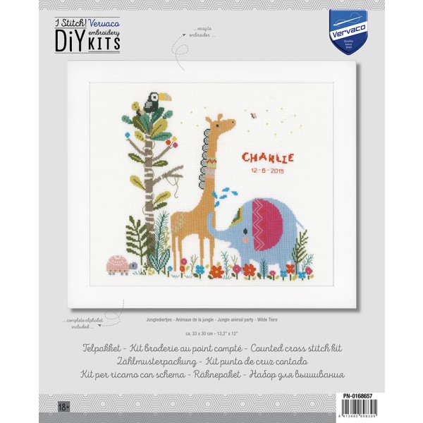 Telpakket kit Junglediertjes 33 x 30 cm - Geboortepakketten - Pakketten ...